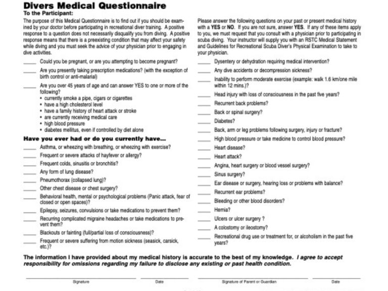 PADI Medical Forms